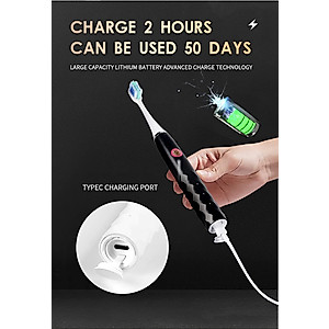 Electric Toothbrush for Adults, 4 Brush Heads and Travel case, 2 Hours Fast Charge for 50 Days, 6 Adjustable Modes Built-in 2-Minute Smart Timer IP7 Waterproof 36000 VPM Deep Clean (Pink)