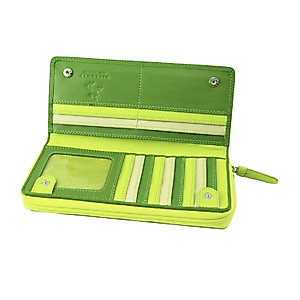 Visconti RB 55 Multi Colored Ladies Soft Leather Checkbook Wallet And Purse (Green/Yellow)
