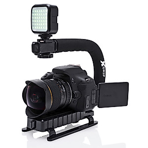 Opteka X-Grip Professional Camera/Camcorder Action Stabilizing Handle with Accessory Shoe for Flash, Mic, or Video Light (Black)