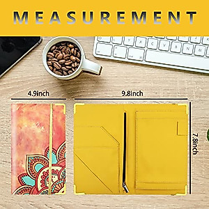 Server Book, Cutaswish Server Books for Waitress Cute,Waiter Receipt Book, PU Leather Waitress Book with Zipper Pocket, Waitress Accessories(Orange Mandala)