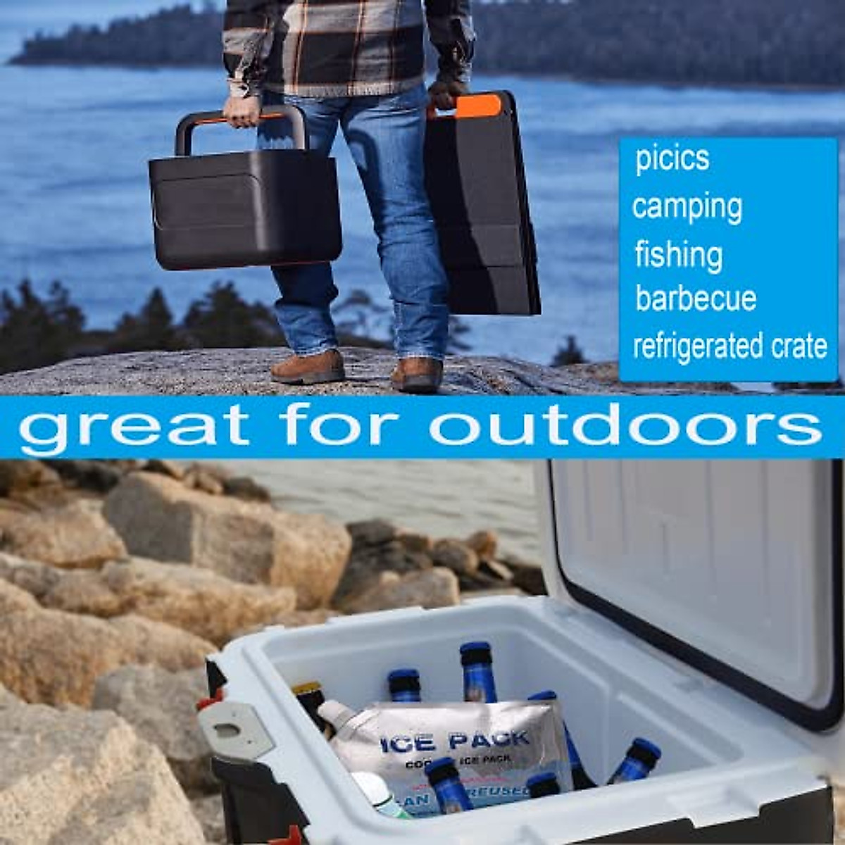 HenryDa 6 Pieces Reusable ice Packs for Coolers,Long Lasting Cooler ice Pack, 24to 48 Hours of Cold Gel Ice Pack.Lunch Bag CoolerIt can Hold 1400-1600ml of Water