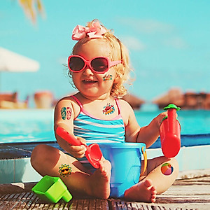 Patelai 144 Pieces Kids Summer Party Tattoos Beach Hawaiian Luau Themed Waterproof Temporary Tattoos, 9 Styles