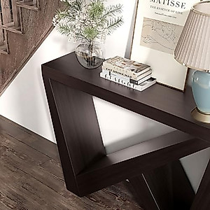 HOMES: Inside + Out Naomi Modern Decorative Accent Console with W-Shaped Legs, Narrow Desk, Wood Entryway Console Table for Living Room, Hallway, Entrance, Small Spaces, Cappuccino