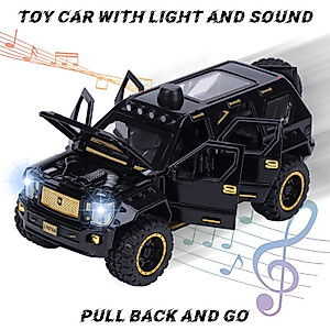 ORALEAF Die Cast Metal Toy Cars, 1/24 Scale Off-Road Car Toy Model with Sound and Light, Gifts for 3 Year Old Boys and up