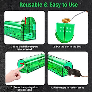 4 Pcs Humane Mouse Traps No Kill, Live Mouse Trap, Reusable Mice Trap Catch for House & Outdoors