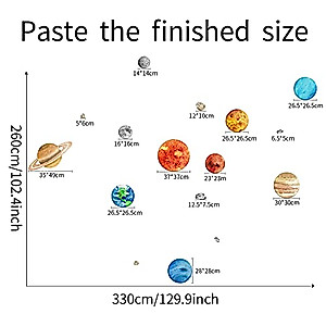 Solar System Wall Stickers for Kids , Universe Space Wall Sticker, Large Size Planet Wall Decal, Space Wall Decor for Bedroom Classroom Playroom Nursery Birthday Gift Idea(L)