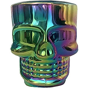 Circleware Skull Face Heavy Base Whiskey Shot Glasses, Set of 6, Party Home Entertainment Dining Beverage Drinking Glassware for Brandy, Liquor, Bar Decor, Jello Cups, 1.7 oz, Fun Shooters