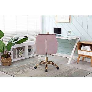 FATFISH Velvet Swivel Shell Chair for Living Room, Office, Modern Leisure Arm Chair in Pink