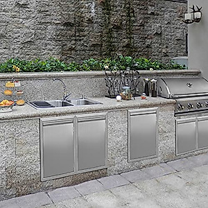 JIE JIN BBQ Access Door 17" W X 24" H 304 Stainless Steel Outdoor Kitchen Accessories Door for Indoor/Outdoor Kitchen Outdoor Cabinet BBQ Island