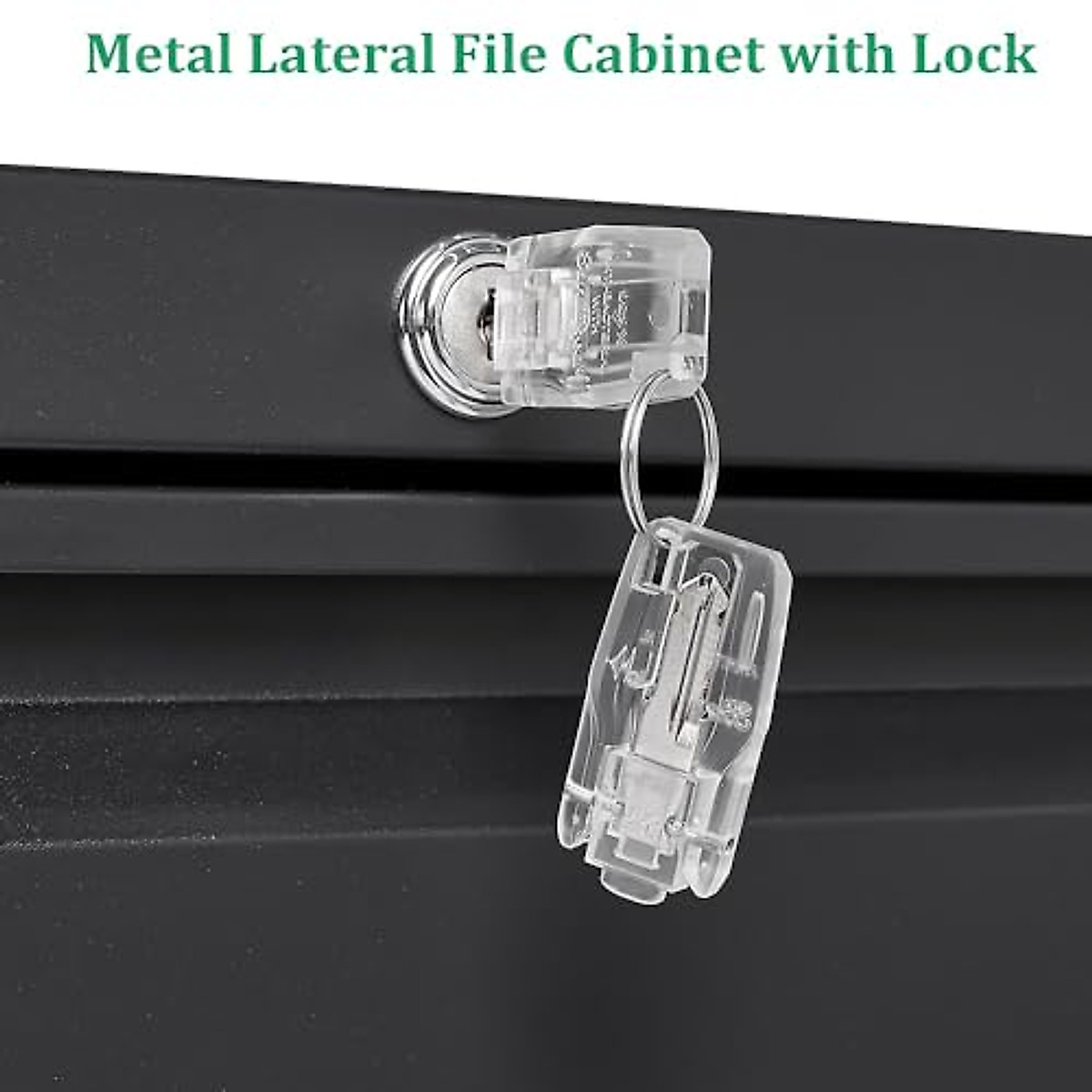 Mdhitsox Lateral File Cabinet with Widened Drawer, Metal File Cabinet with Lock, Filing Cabinet for Home Office, Lockable File Storage Cabinets for Legal/Letter/A4 (2 Drawer, Black)