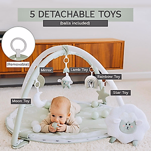 Aila+Aiden 6-in-1 XL Play Mat & Play Gym, Baby Gym, Baby Activity Gym, Sensory Exploration and Motor Skill Development Toys (Sage)