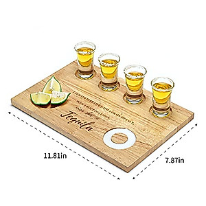 LOBUBT Shot Glasses Serving Tray Shot Glass Holder with Salt Rim Funny Shot Glasses Board Good Helper for Bar,Restaurant,Party,Family Gathering, Gifts for Men Gifts for Women