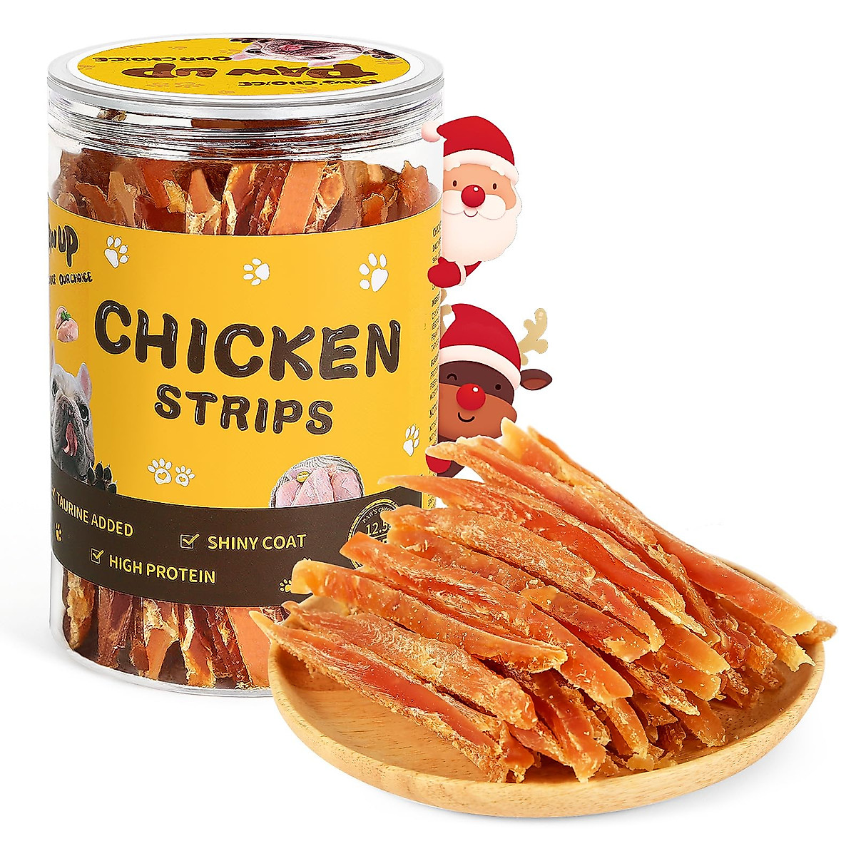 PAWUP Chicken Jerky Strips Dog Treats, Training Treats for Dogs w/Taurine, Low Fat, Natural Chicken Jerky Cuts, 12.5 oz