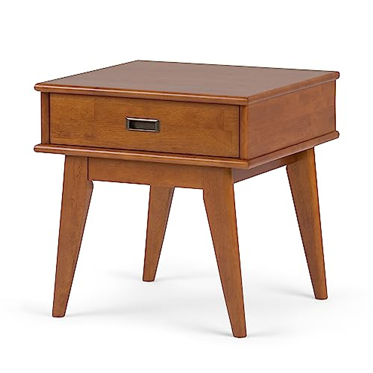 SIMPLIHOME Draper Solid Hardwood 22 inch wide Rectangle End Side Table in Teak Brown with Storage, 1 Drawer, for the Living Room and Bedroom