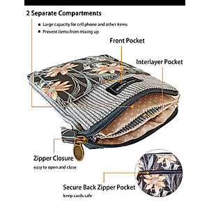 LassZone Womens Small Crossbody Bag Cell phone Bag Floral Pattern Ladies Small Handbag Wallet 5 Pockets Shoulder Bag Messenger Bags