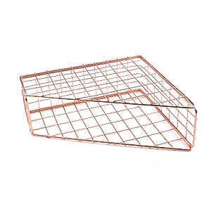 Coshar Minimalist File Holder Metal Wires Magazine Organizer Document Rack Letter File Storage Organizer Desktop Accessory - Rose Gold