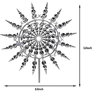 Unique and Magical Metal Windmill, 3D Wind Powered Kinetic Sculpture, Metal Wind Spinner Solar, Lawn Solar Wind Spinners for Yard and Garden, Wind Catchers Metal Outdoor Patio Decoration (32cm×32cm)