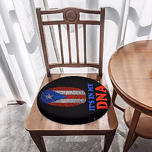 Puerto Rico Flag It's in My DNA Seat Round Memory Foam Cushion Print 15 Inches Chair Pad for Home Kitchen Office