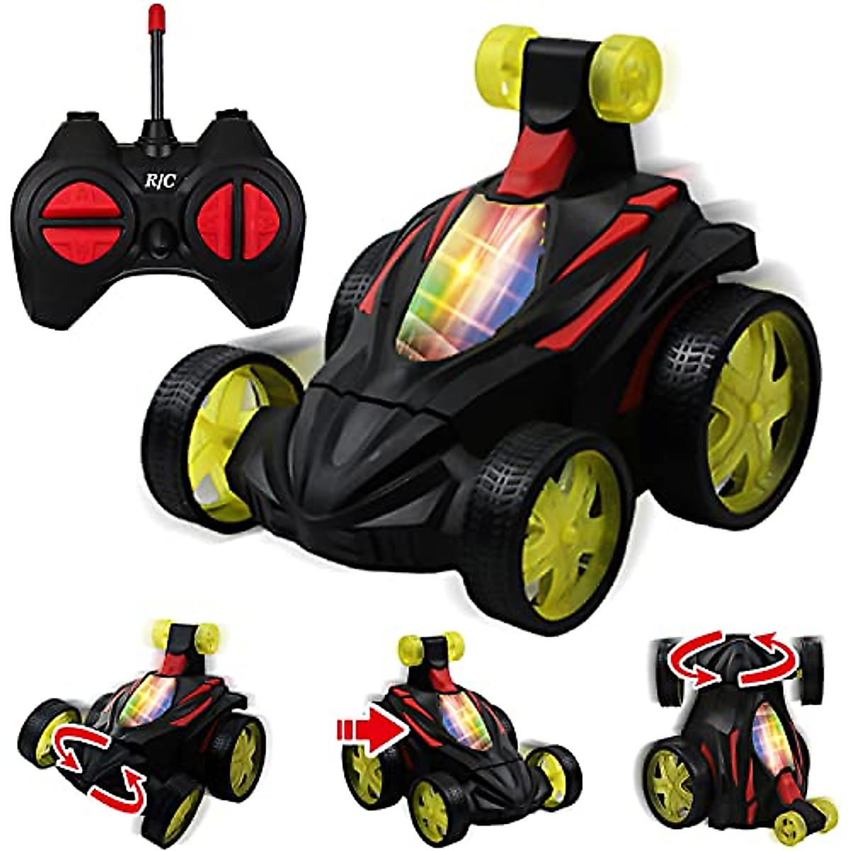 HYW Remote Control Stunt Car for Kids,Double Sided 360° Rotation and Flip,with LED Light,Toy Christmas Birthday Gifts for Boys and Girls Aged 3-8