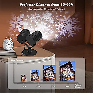 Christmas Projector Lights Outdoor, Double Head Upgrade Rotating Snowflake LED Lighting Projector Waterproof Indoor Outdoor Snowflake Party Patio Garden Landscape Lights Party Christmas Decorations