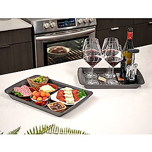 Henning Lee 2-Pc Medium & Large Rectangle Non-Slip Serving Trays-New (Red)