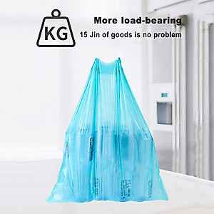 Small garbage bag, 0.8-1.2 gallon drawstring garbage bag, garbage bag lining, super strong 60 count for household, kitchen, office, car (blue, 0.8-1.2 gallons (60 count)(Hook inside the bag)