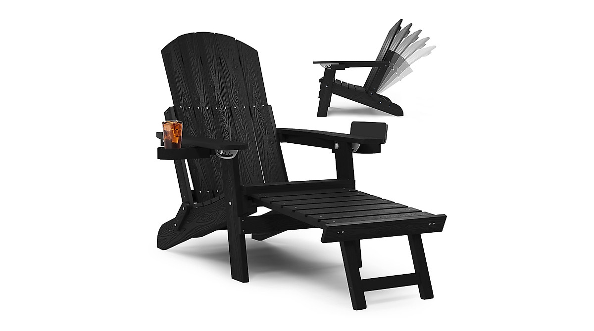 YEFU Adirondack Chair & Ottoman - Weather Resistant Comfort