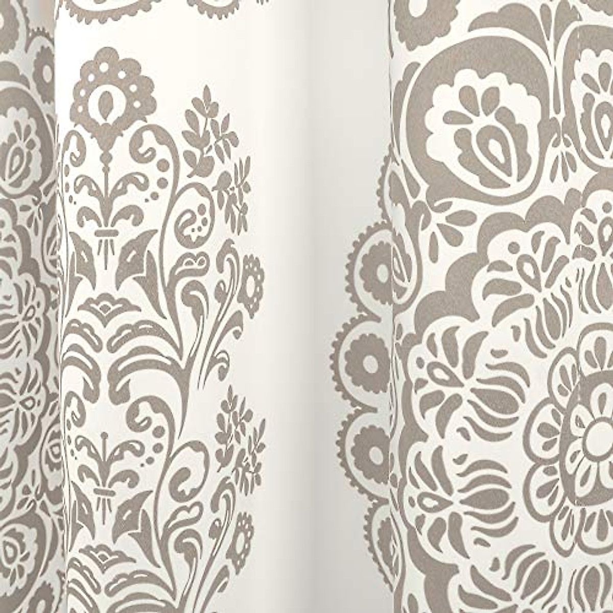 Lush Decor, Gray Evelyn Medallion Room Darkening Window Curtain Panel Pair, 84" x 52" + 2" Header, 84 in x 52