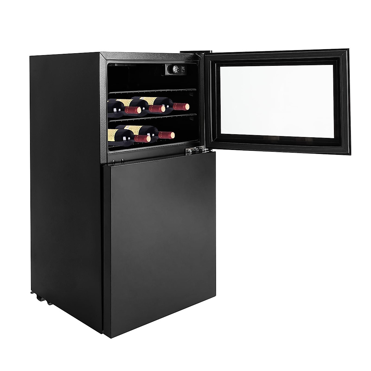 DYRABREST 30 Bottles Wine Fridge Dual Zone Adjustable Temperature Wine Cooler Refrigerator Fast Cooling Low Noise Freestanding Wine Cellar for Red White Wine Champagne in Home, Kitchen and Bar