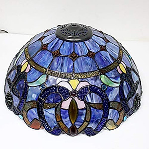 WERFACTORY Tiffany Floor Lamp Blue Purple Cloudy Stained Glass Standing Reading Light 16X16X64 Inches Antique Pole Corner Lamp Decor Bedroom Living Room Home Office S558 Series