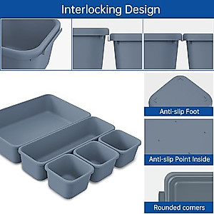 Giklux 45 Pack Tool Box Organizer Tray, 3-Sizes Tool Box Organizers And Storage, for Hammer, Wrench, Screw, Small Parts Toolbox Organization, Tool Cart Chest Garage Drawer Organizer Tray, Grey