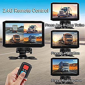 VSYSTO 4CH Truck Dash Cam, 7'' Monitor 4 Split Screen GPS HD1080P Front & Sides & Rear Backup Camera for Semi Trailer Truck Van Tractor RV, Infrared Night Vision Lens, G-Sensor, Loop Recording