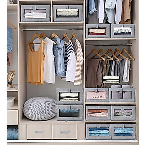 Tosoda 3 Pack of Foldable Storage Bins for Shelf Clothing Storage Organizer Box for Bedroom Closet Home Office Storage Cubes with Transparent Window