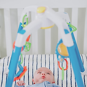 Nurture Smart - Baby Play Gym - Interactive Infant Play Gym, Safely Fit in Crib - With Cause and Effect Hanging Toys that Stimulate Brain & Muscle Development - Developmental Toy