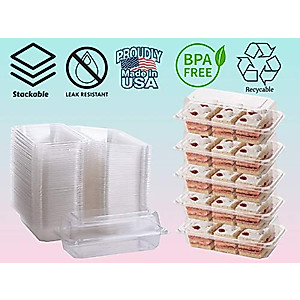 Smygoods Plastic loaf Container, Disposable Plastic Sturdy Hinged Loaf Containers, [25 Pack] Dimensions: 9 3/10''x5 1/2''x 3 1/3''