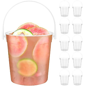 10Pcs Plastic Cocktail Buckets for Drinks, 1L 32oz Reusable Ice Bucket Smoothie Drink Buckets for Party,Liter Ice Bucket Translucent for Bar Beer,Anything but a Cup Party Ideas