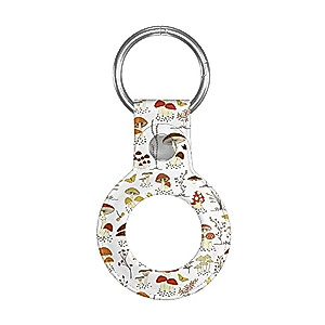 Waterproof Airtag Keychain&Leather Air Tag Holder,Mushrooms and Butterflies Protective Tracker Case with Loop Key Ring for Airtags,Airtag Cover for Wallet,Luggage,Cat,Dog,Pets