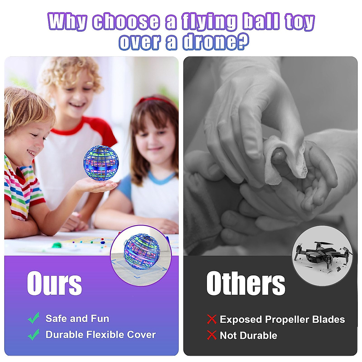 XINHOME Flying Ball Orb Toys Hover Soaring Flying Toy Globe Shape Magic Boomerang Spinner Hand Controller Mini Drone for Kids Adults Outdoor Indoor (Blue)