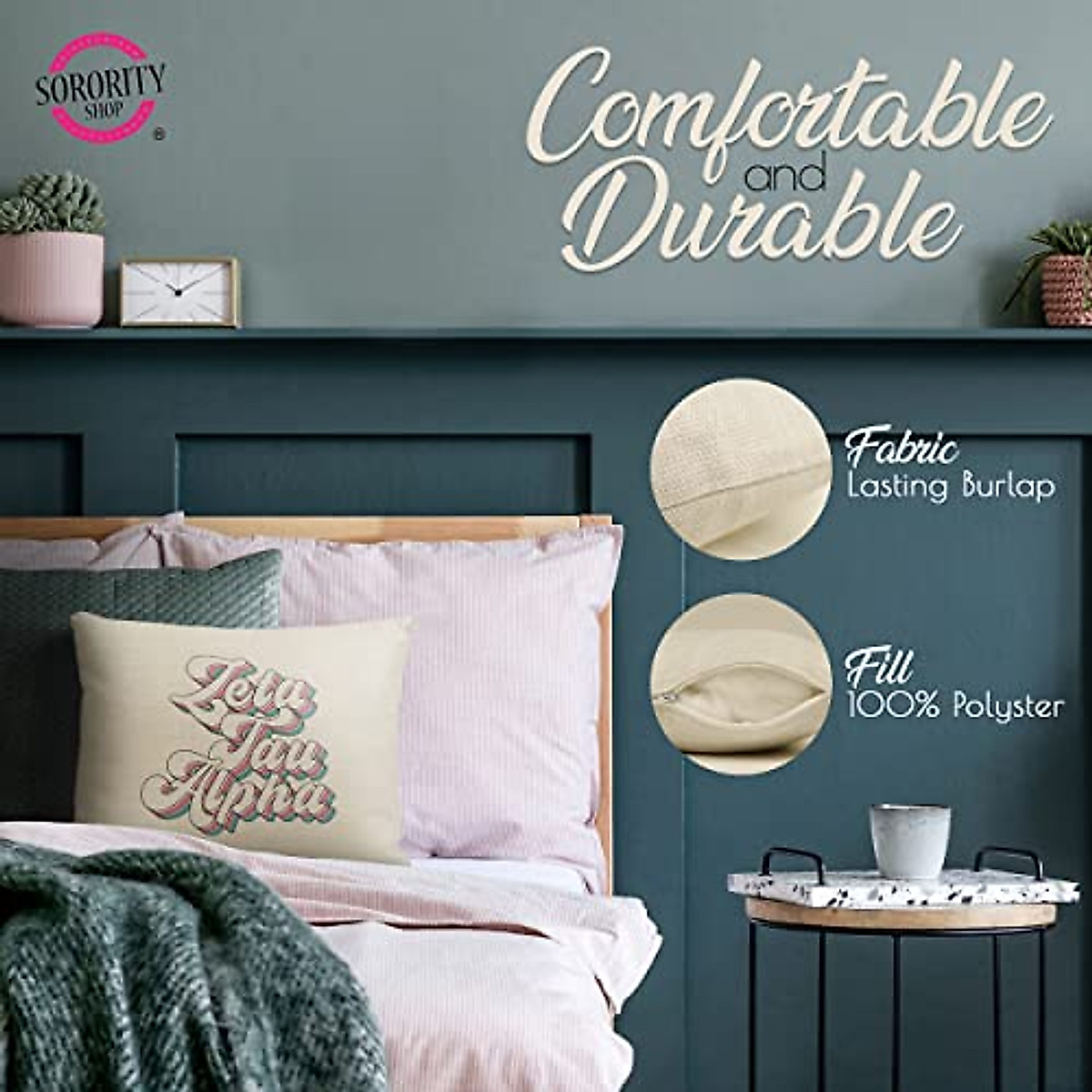 Sorority Shop Sigma Delta Tau Pillow – Retro Design, 12" x 16" Lumbar Pillow Sorority