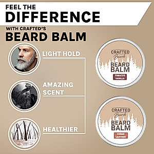Beard Balm 2 pack - Tobacco Vanilla Beard Balm - Cedar Leather Beard Balm - 2oz Each - Best Beard Balm