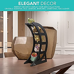 Decorably Crystal Shelf Display for Stones - Moon Crystal Shelf, Crystal Holder Shelf, Crystal Display Stand, Trinket Display Shelf for Crystals and Stones, Display for Crystals and Stones