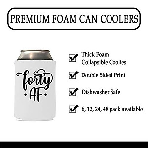 Veracco Fourty AF 40 Years Can Coolie Holder 40th Birthday Gift Forty Squad and Fabulous Party Favors Decorations (Black/White, 12)