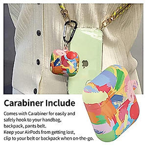 SHARON6 AirPods 2 & 1 Case, Hard PC Protective Shockproof Cover Case, Anti-Lost Carabiner and Front LED Visible with Colorful Design (Art)