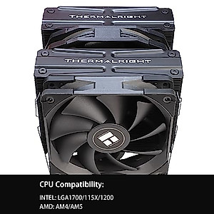 Thermalright Frost Spirit 140 BLACK V3 CPU Air Cooler, Dual Tower 4x8mm Heat Pipes, D14B and C12B PWM Fan, Aluminium Heatsink Cover, AGHP Technology, for AMD AM4/AM5/Intel LGA 1150/1151/1200/2011/2066