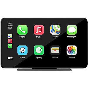 LAMTTO Portable Wireless Car Stereo Apple Carplay with Airplay, 7" HD Touch Screen Android Auto for Cars, Car Radio Receiver with Bluetooth, FM, AUX, Voice Control, GPS Navigation for All Vehicles
