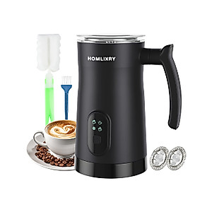 Electric Milk Frother, 4 in 1 Milk Frother and Steamer, 11.8oz/350ml Automatic Warm and Cold Foam Maker, Auto Shut-Off, Coffee Frother for Coffee, Latte, Cappuccino, Macchiato, Hot Chocolate(Black)