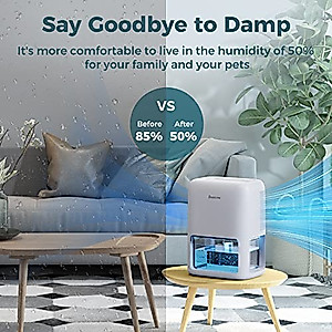 BREEZOME 60 OZ Dehumidifiers for Home, Dual-Semiconductor Quiet Dehumidifier with Timer Sleep Mode Auto-Off 7 Colors Light Portable Small Dehumidifiers for Bathroom, Cloakroom, RV