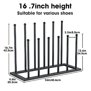 Urban Deco Free Standing Shoe Racks, Boot Organizer for Tall Boots, Black Metal Boot Rack Fit for 6 Pairs, Shoe Organizer for Dorm Room, Closet, Entryway (Black-6pairs)