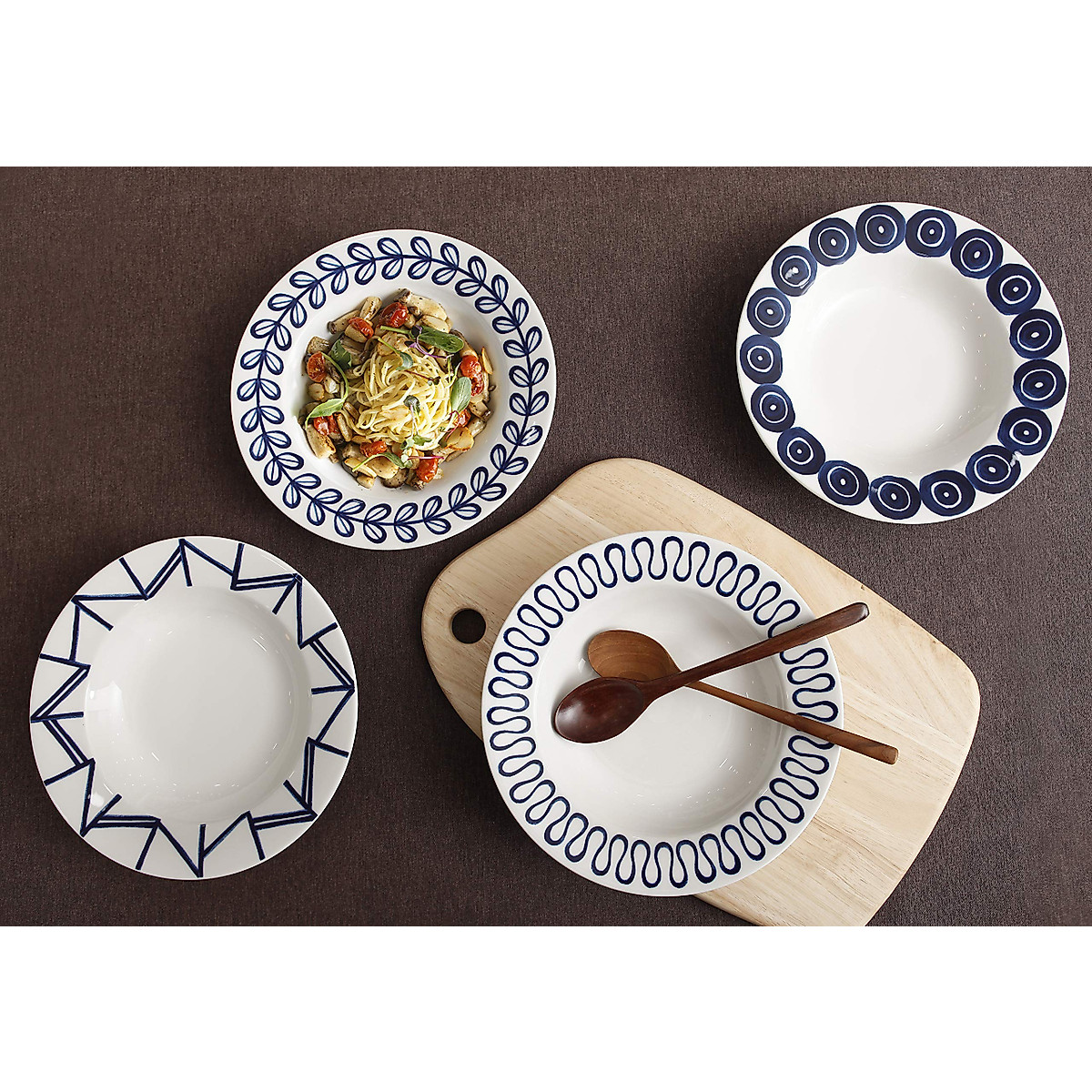 ZEN Scandi Porcelain Salad Pasta Bowls Set of 4, 13oz