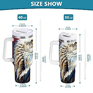 Oil Painting Bald Red Yellow 30-40oz Carryon Tumbler with Lid and Straw Reusable Spill Proof Double Wall Insulated Stainless Steel Water Bottle Travel Mug Cupholder Friendly Vacuum Sealed Tumbler with